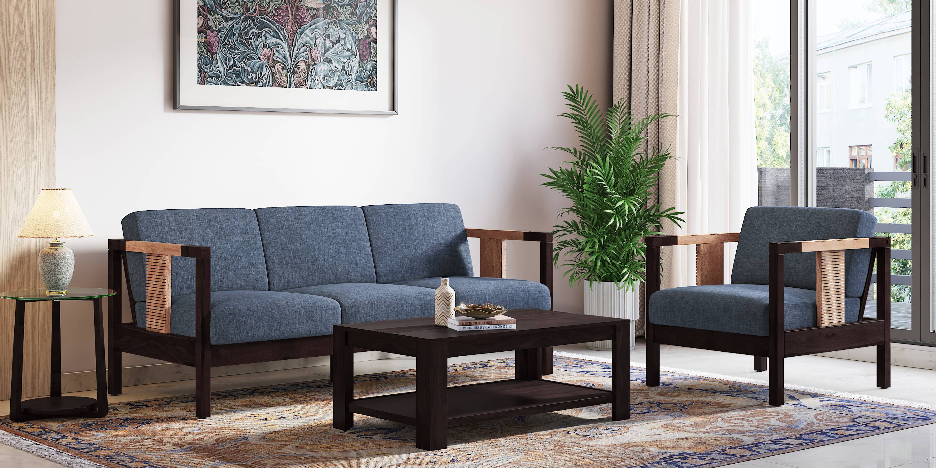 Cairo Wooden Sofa (Macadamia Brown) - Urban Ladder