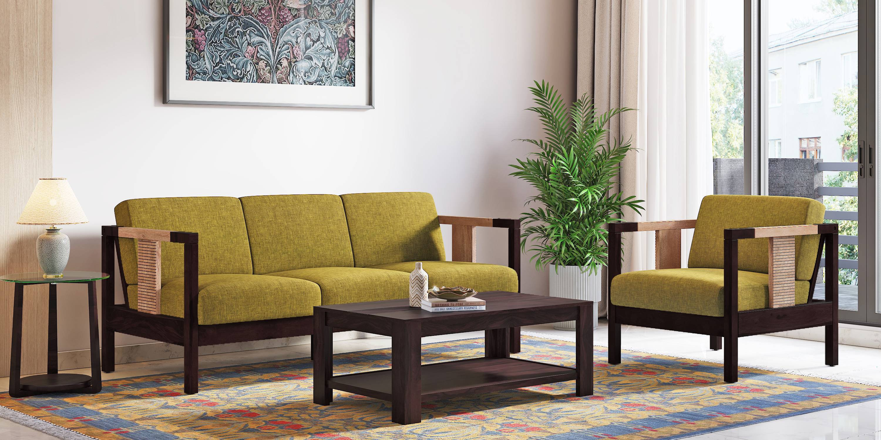 Cairo Wooden Sofa (Macadamia Brown) - Urban Ladder