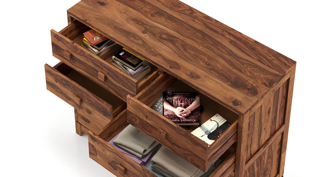 Magellan 8 Solid Wood Chest of 8 Drawers in Teak Finish - Urban Ladder