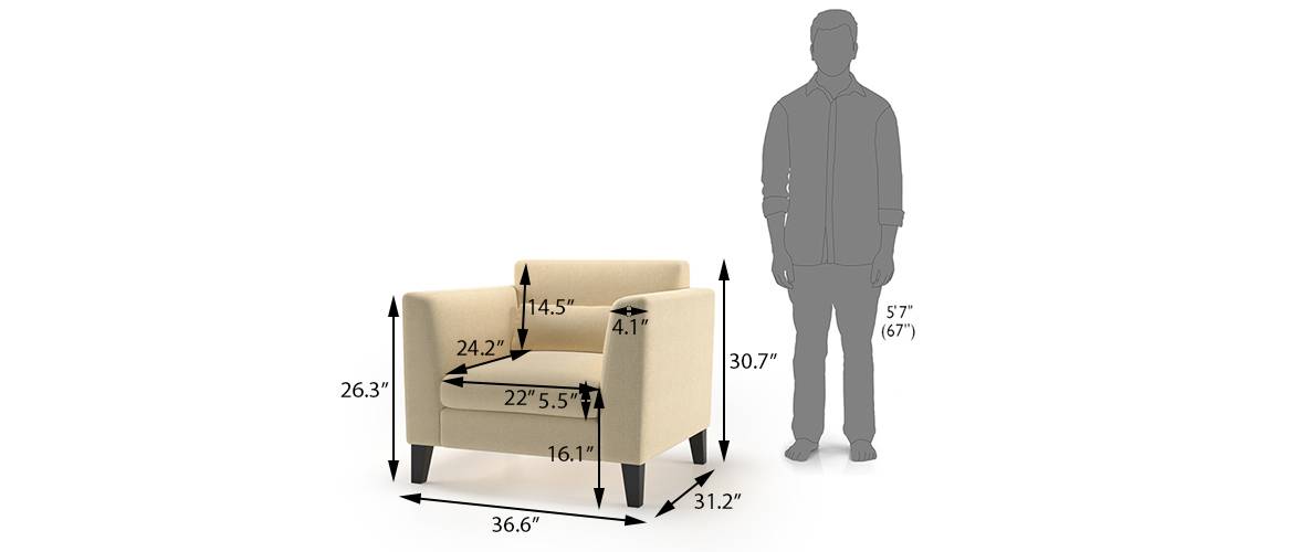 Standard Size Of One Seater Sofa | Baci Living Room