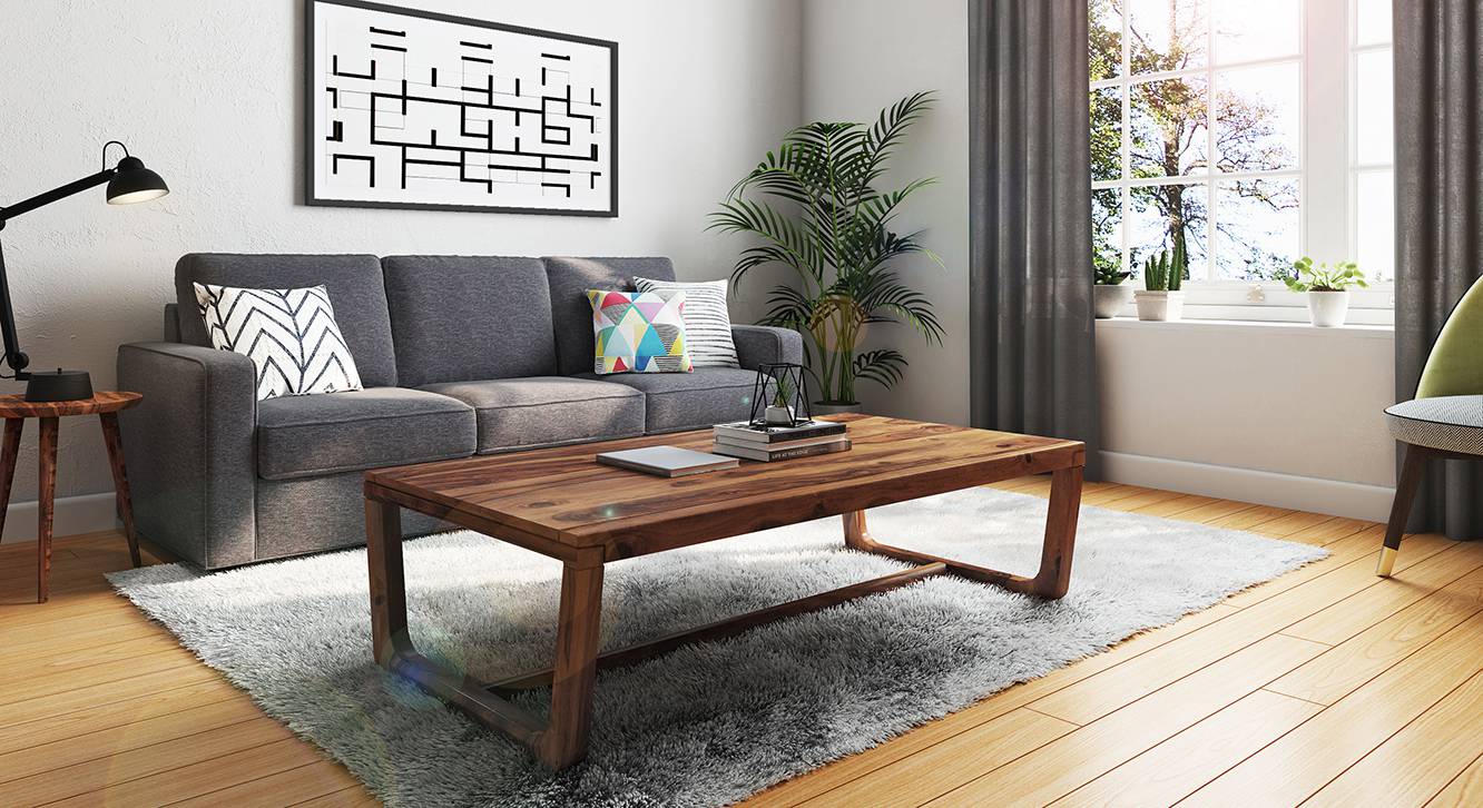 Botwin Rectangular Solid Wood Coffee Table in Teak Finish - Urban Ladder
