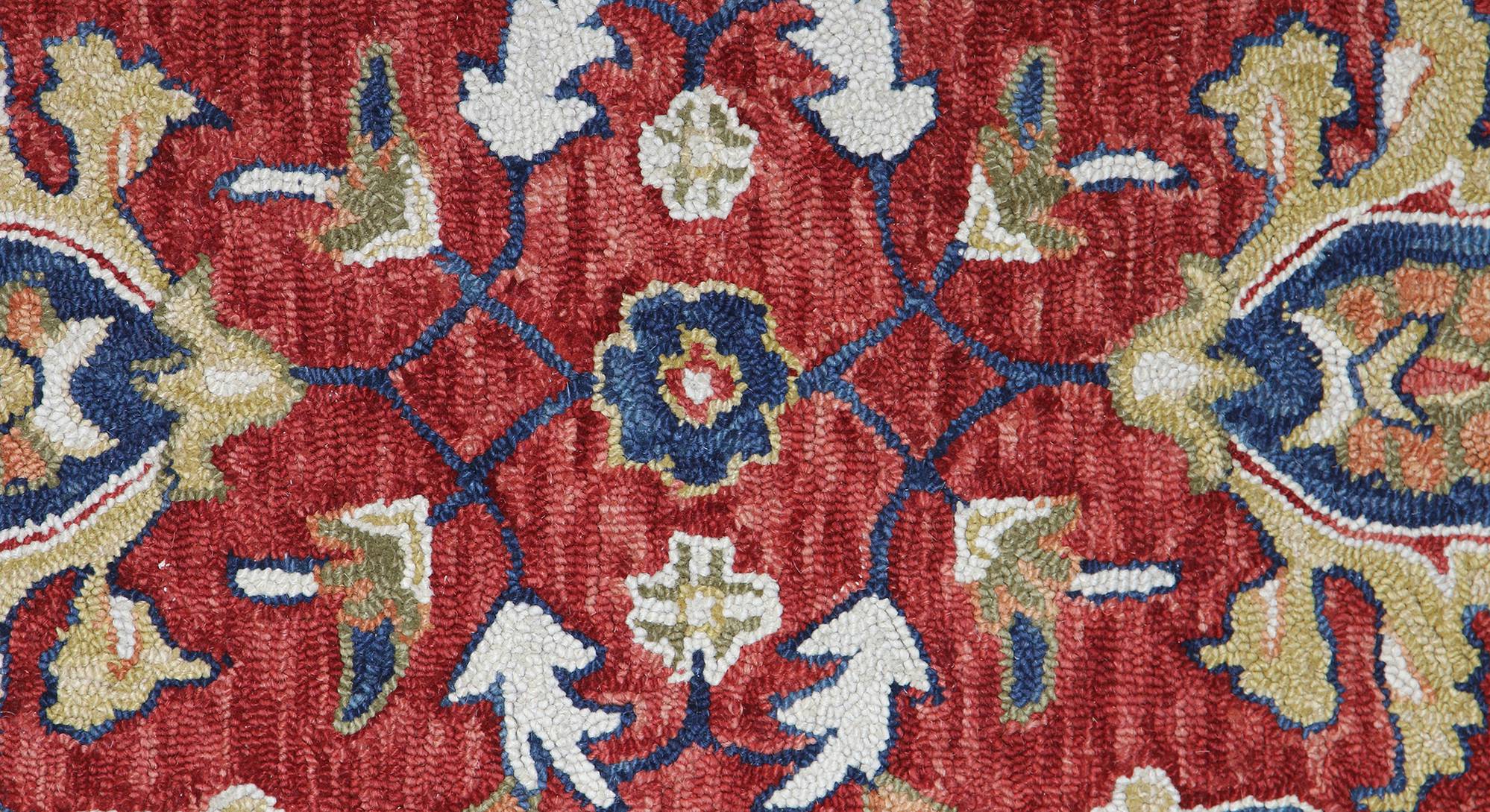 Red Floral Hand Tufted Wool 8 X 5 Feet Carpet - Urban Ladder