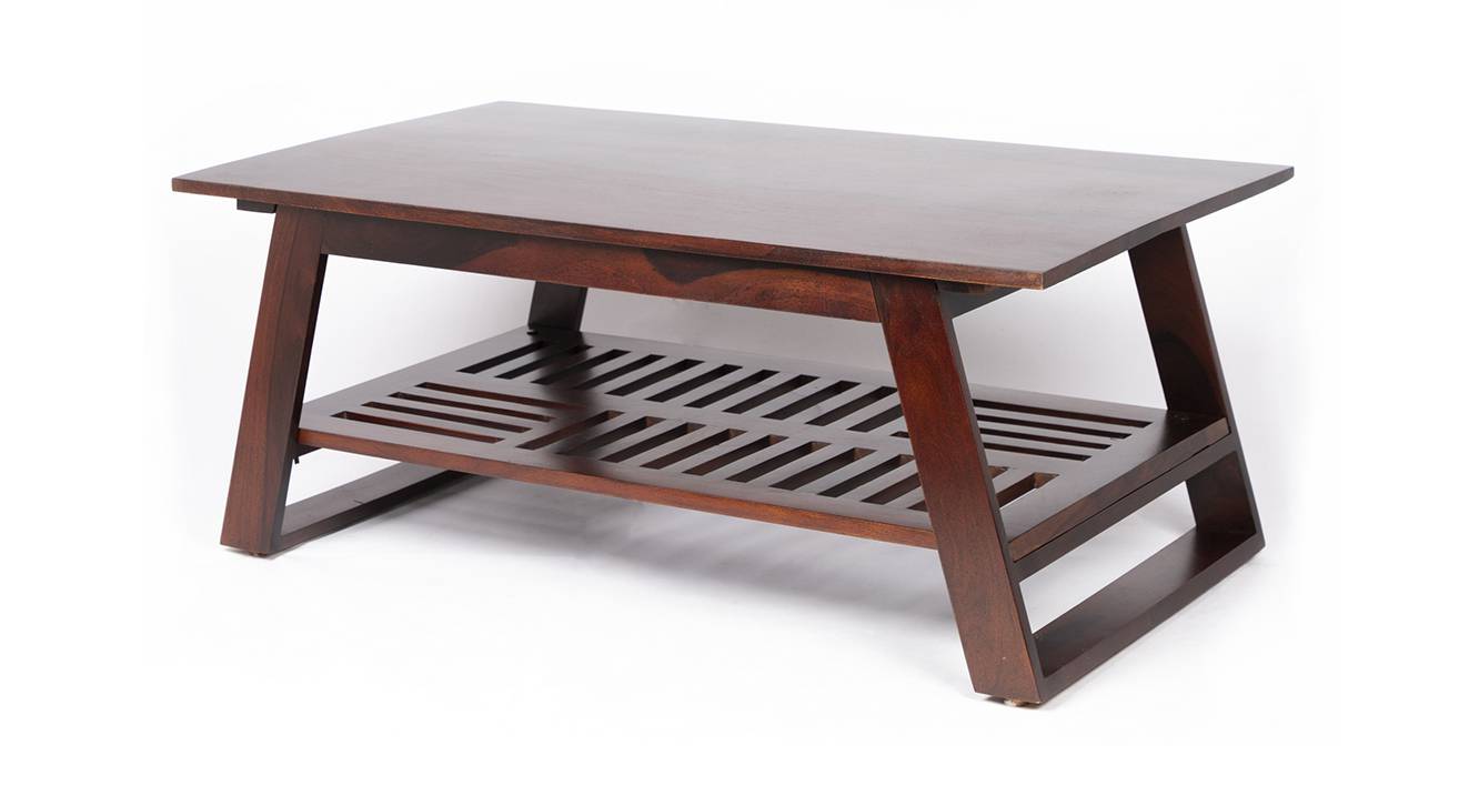 Alison Rectangular Solid Wood Coffee Table in Walnut Finish - Urban Ladder