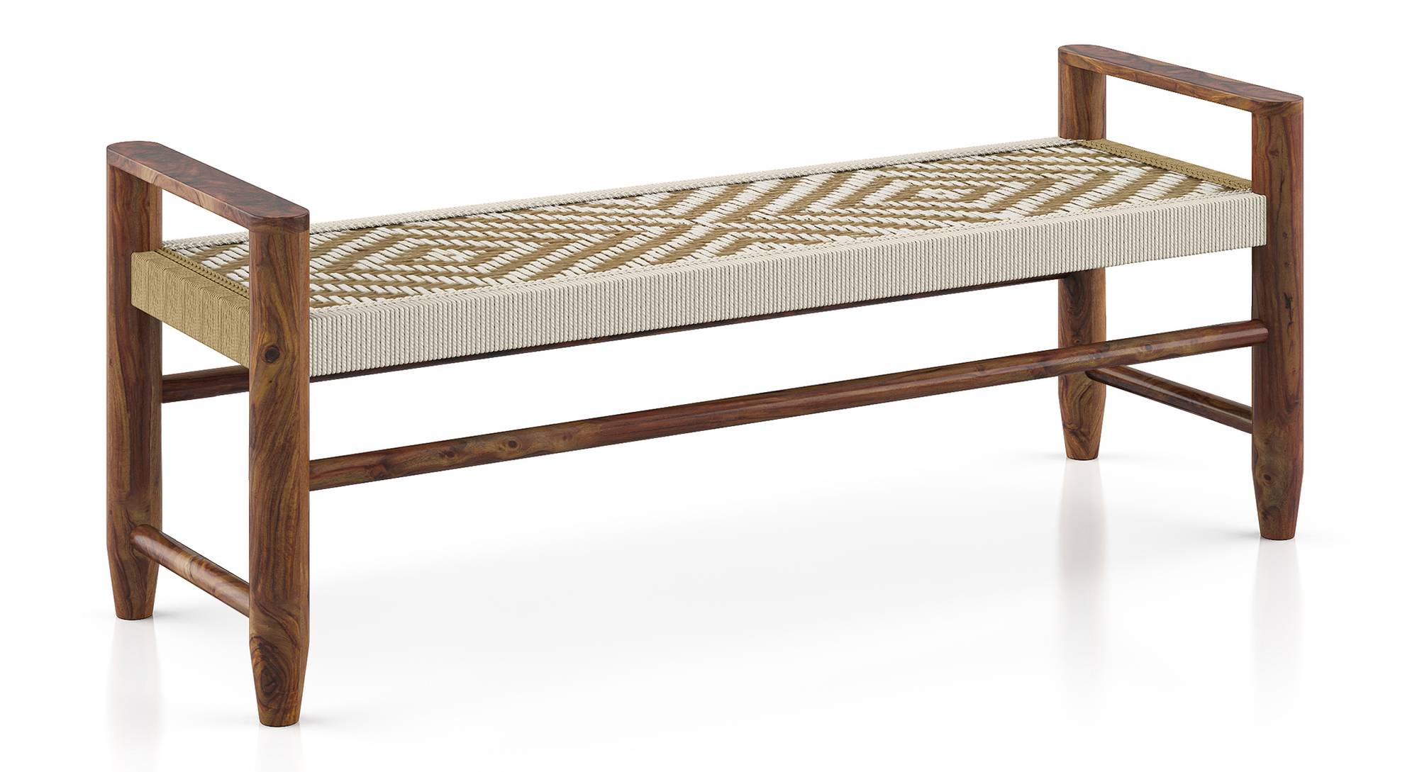 Fijara Solid Wood Bench in Teak Finish - Urban Ladder