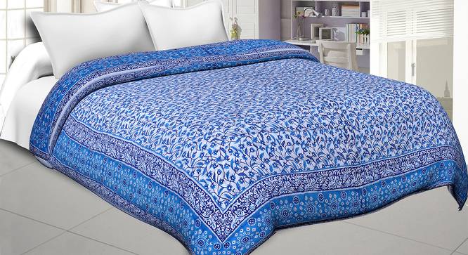 Blue Abstract 150 GSM Cotton Double Size Quilt - Urban Ladder