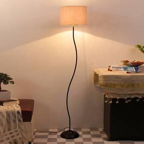 Deven Grey Cotton Shade Floor Lamp - Urban Ladder