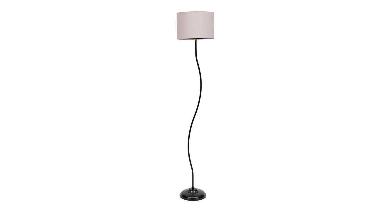 Deven Grey Cotton Shade Floor Lamp - Urban Ladder