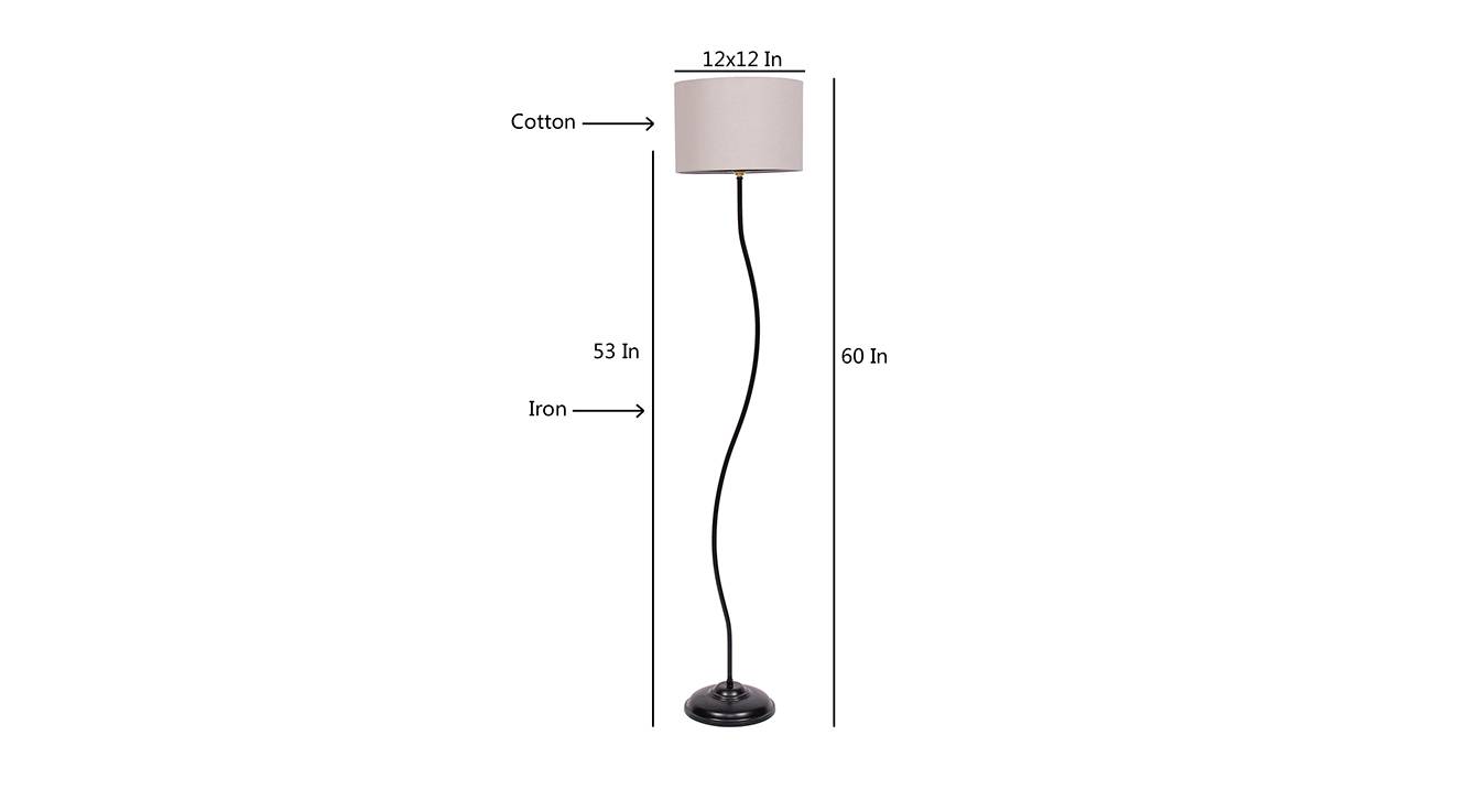 Deven Grey Cotton Shade Floor Lamp - Urban Ladder