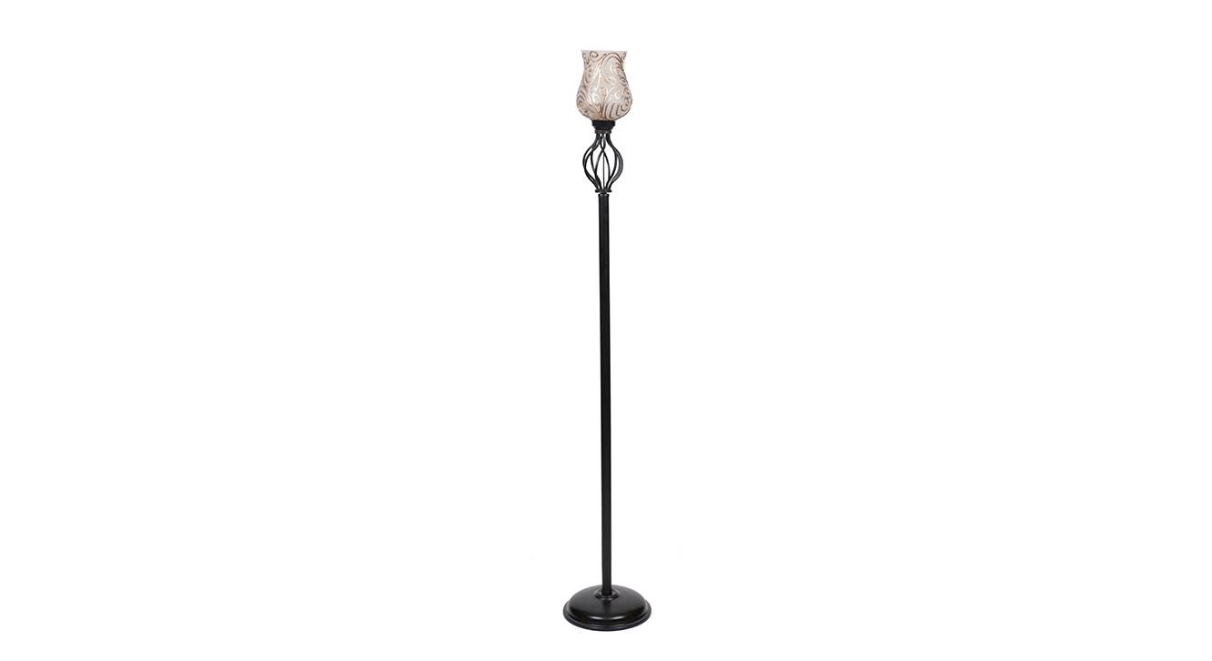Cora Black Glass Shade Floor Lamp - Urban Ladder