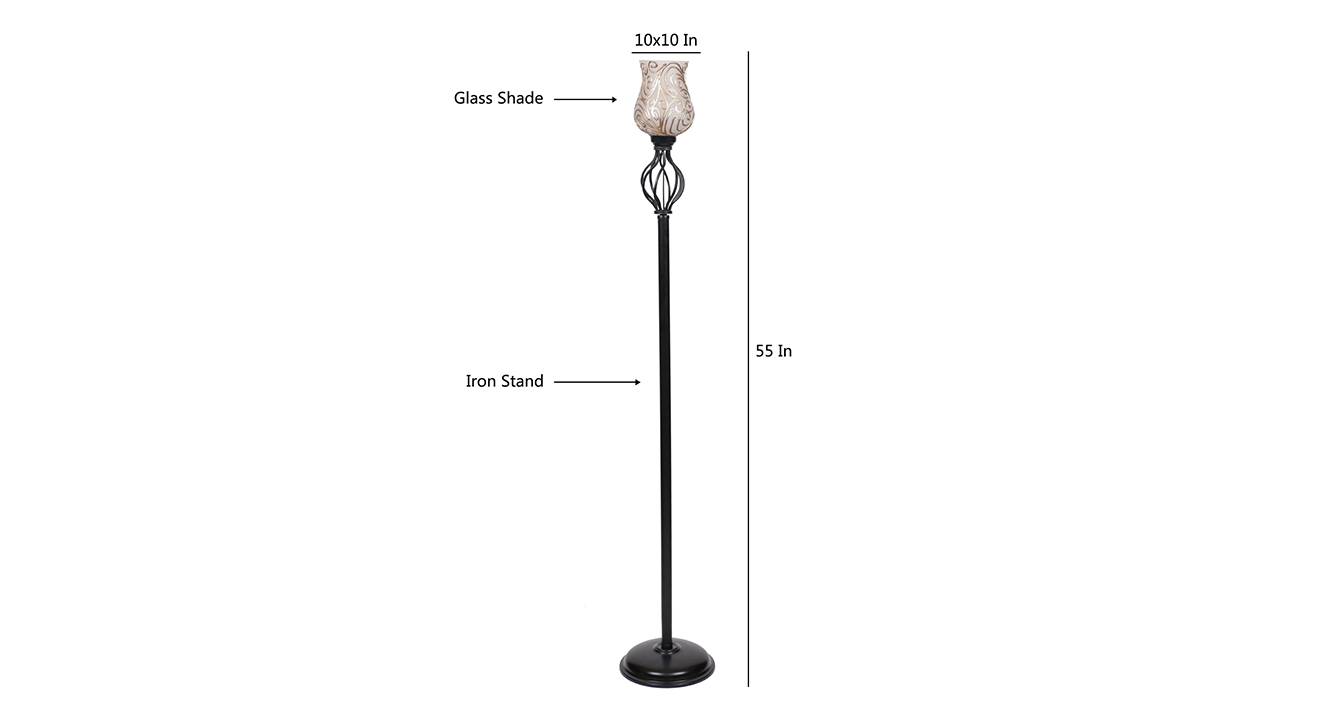 Cora Black Glass Shade Floor Lamp - Urban Ladder