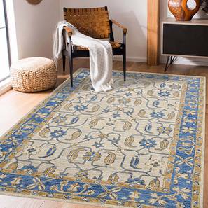 Royal Blue Floral Hand Tufted Wool Carpet - Urban Ladder