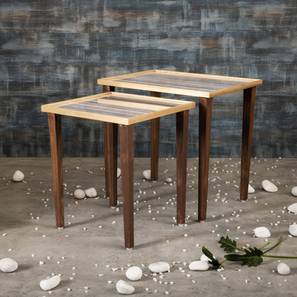 Linen Lines Solid Wood Side Table in - Urban Ladder