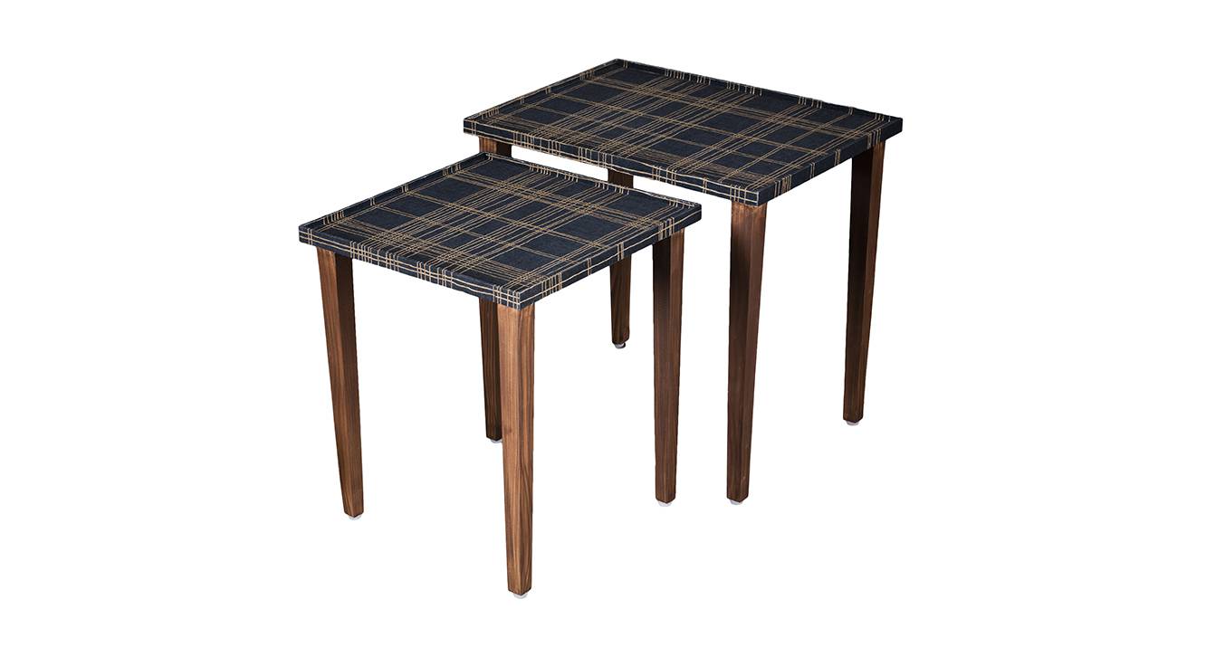 Tesseract Solid Wood Nested Side Table in Pu Paper Finish - Urban Ladder