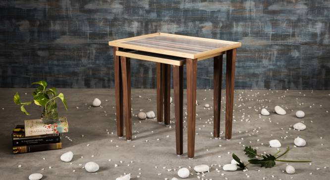 Linen Lines Solid Wood Side Table in - Urban Ladder
