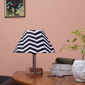 Amerigo Black & White Cotton Shade Table Lamp With Brown Mango Wood ...