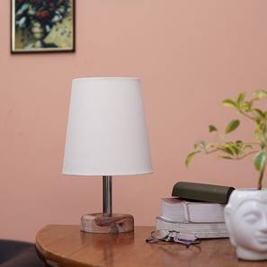 Romilda Off White Cotton Shade Table Lamp With Brown Mango Wood Base ...