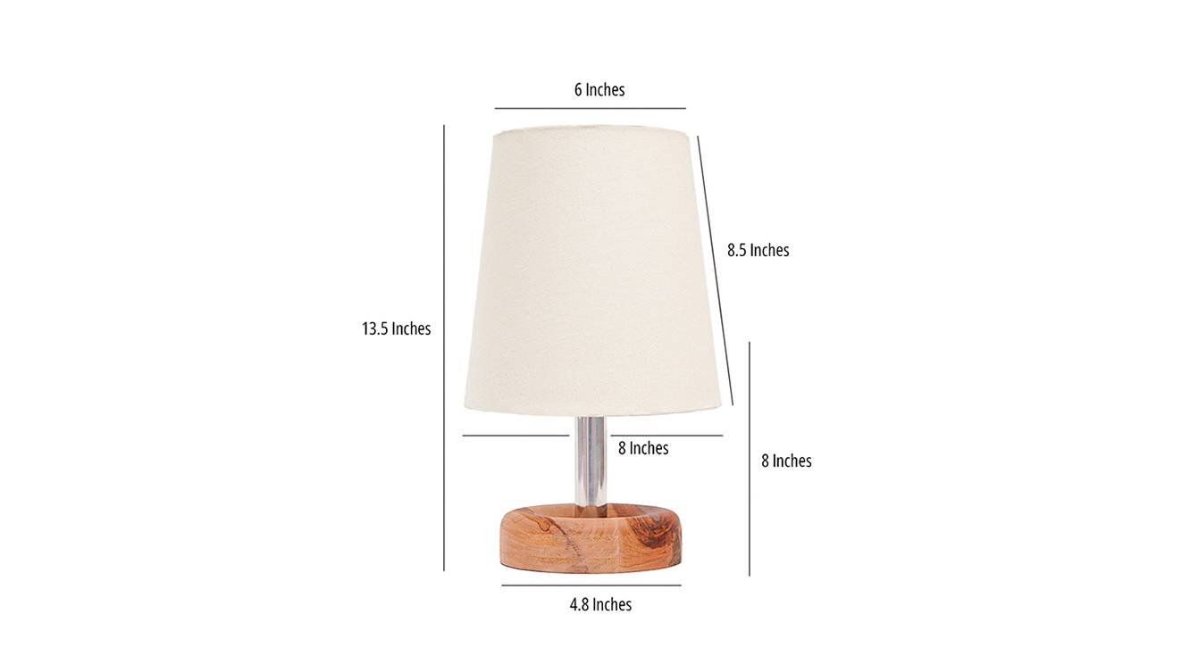 Romilda Off White Cotton Shade Table Lamp With Brown Mango Wood Base ...