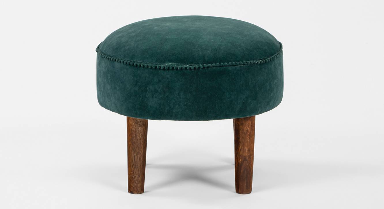 Elton Solid Wood Foot Stool in Green Colour - Urban Ladder