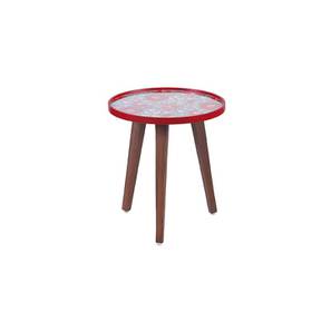 Solid Wood Side Table in Blue & Red Finish - Urban Ladder