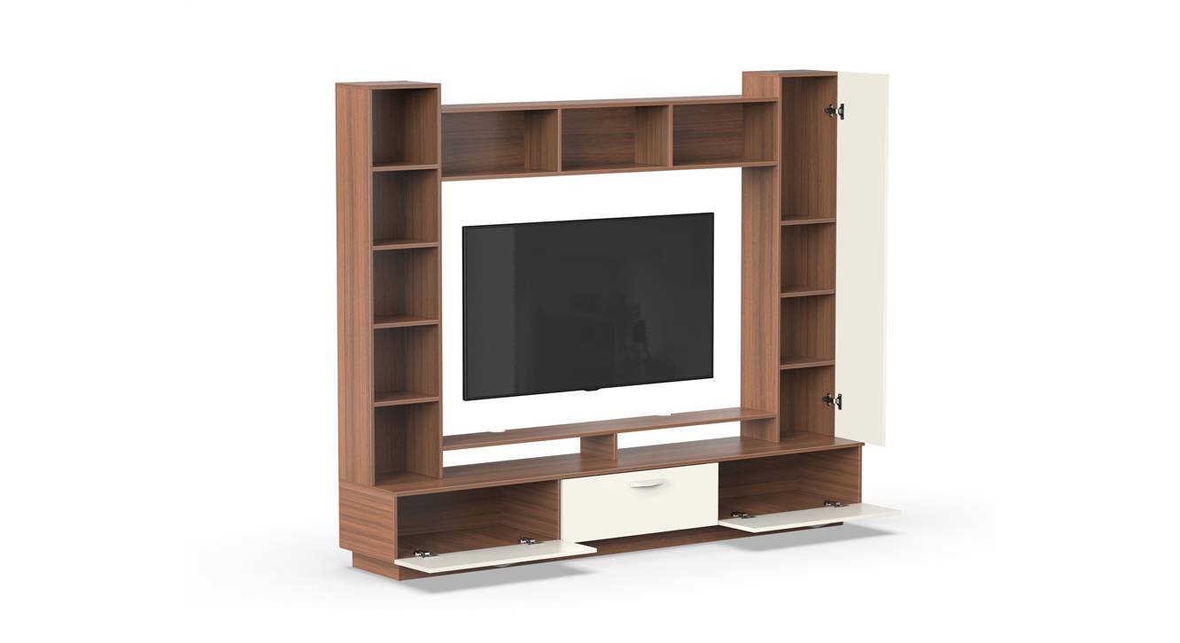Fenily Engineered Wood TV Unit in Walnut & White Finish - Urban Ladder Fenily Engineered Wood TV Unit in Walnut & White Finish - Urban Ladder