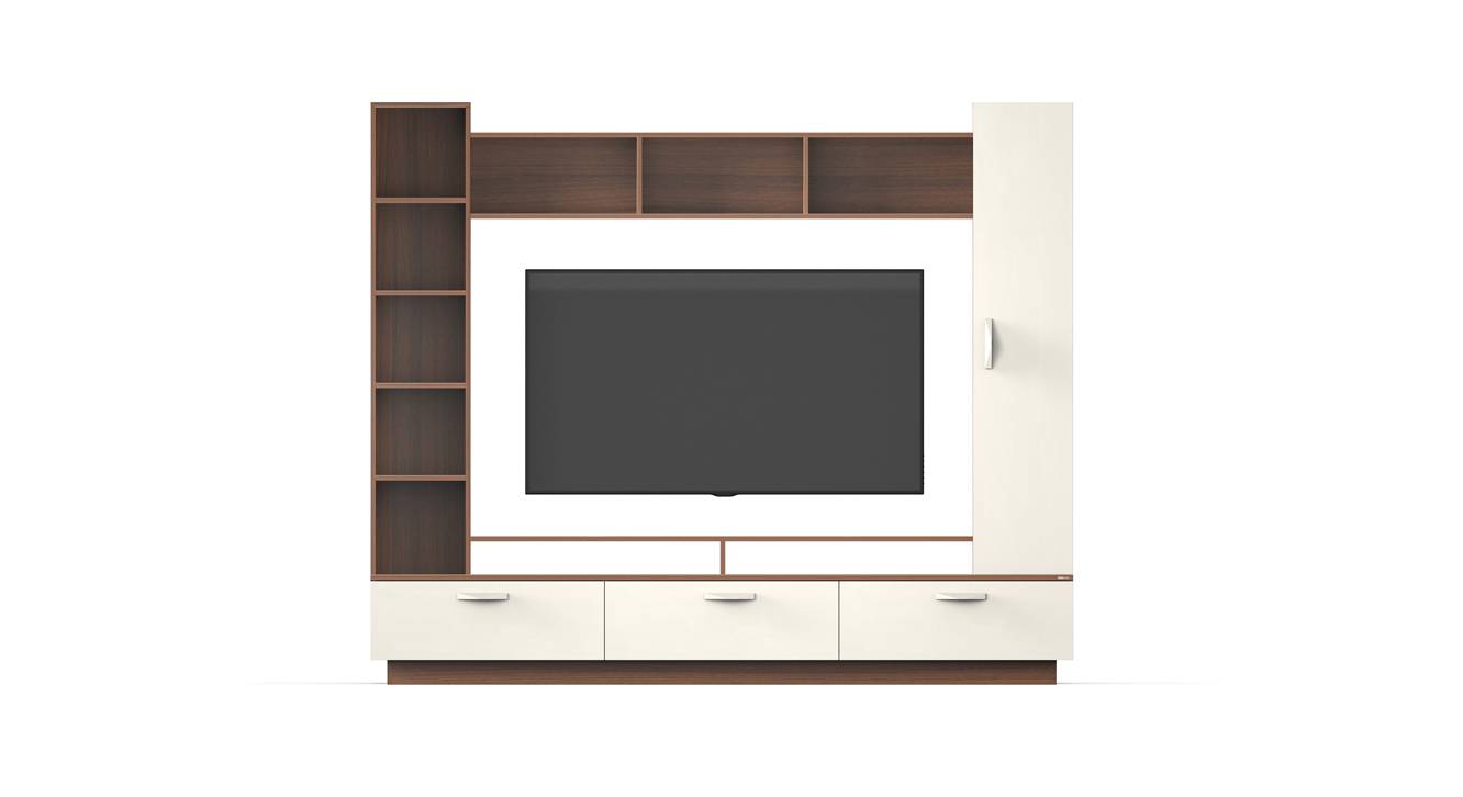 Fenily Engineered Wood TV Unit in Walnut & White Finish - Urban Ladder Fenily Engineered Wood TV Unit in Walnut & White Finish - Urban Ladder