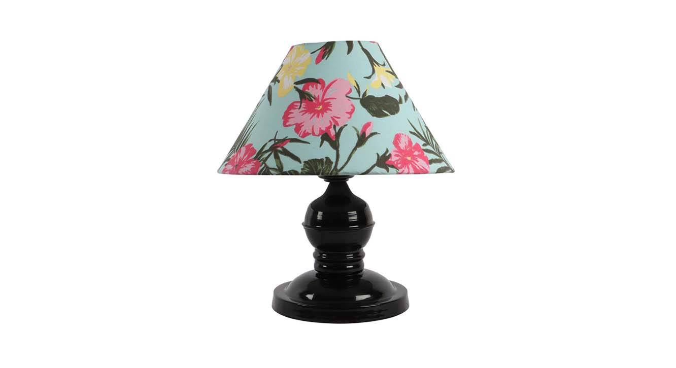 Joni Printed Cotton Shade Table Lamp With Metal Base - Urban Ladder