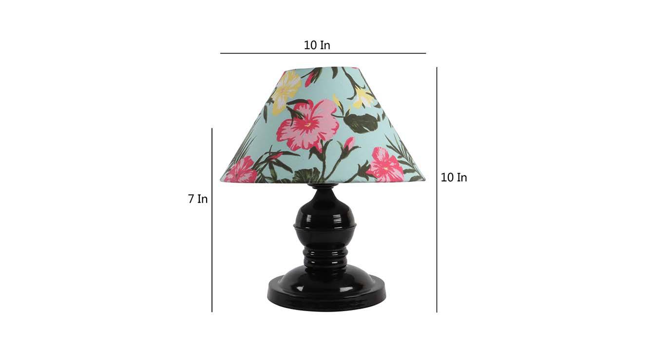 Joni Printed Cotton Shade Table Lamp With Metal Base - Urban Ladder