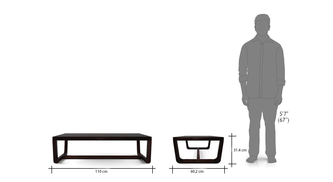 Botwin Rectangular Solid Wood Coffee Table in Teak Finish - Urban Ladder