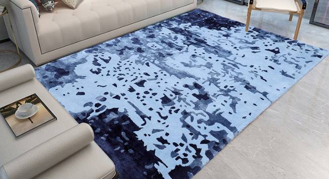 Blue Abstract Hand Tufted Wool Carpet - Urban Ladder