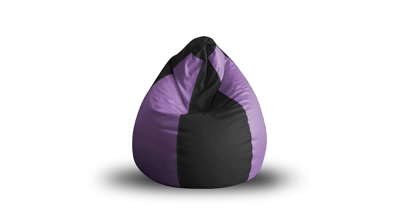 Premium Leatherette Classic Bean Bag Black Purple Color Filled with ...