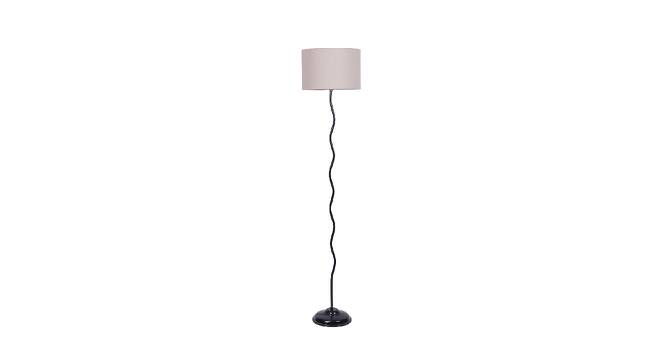 Teigan Grey Fabric Floor Lamp with Black Iron Base - Urban Ladder