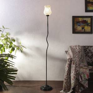 Ewan Glass Floor Lamp with Black Iron Base - Urban Ladder