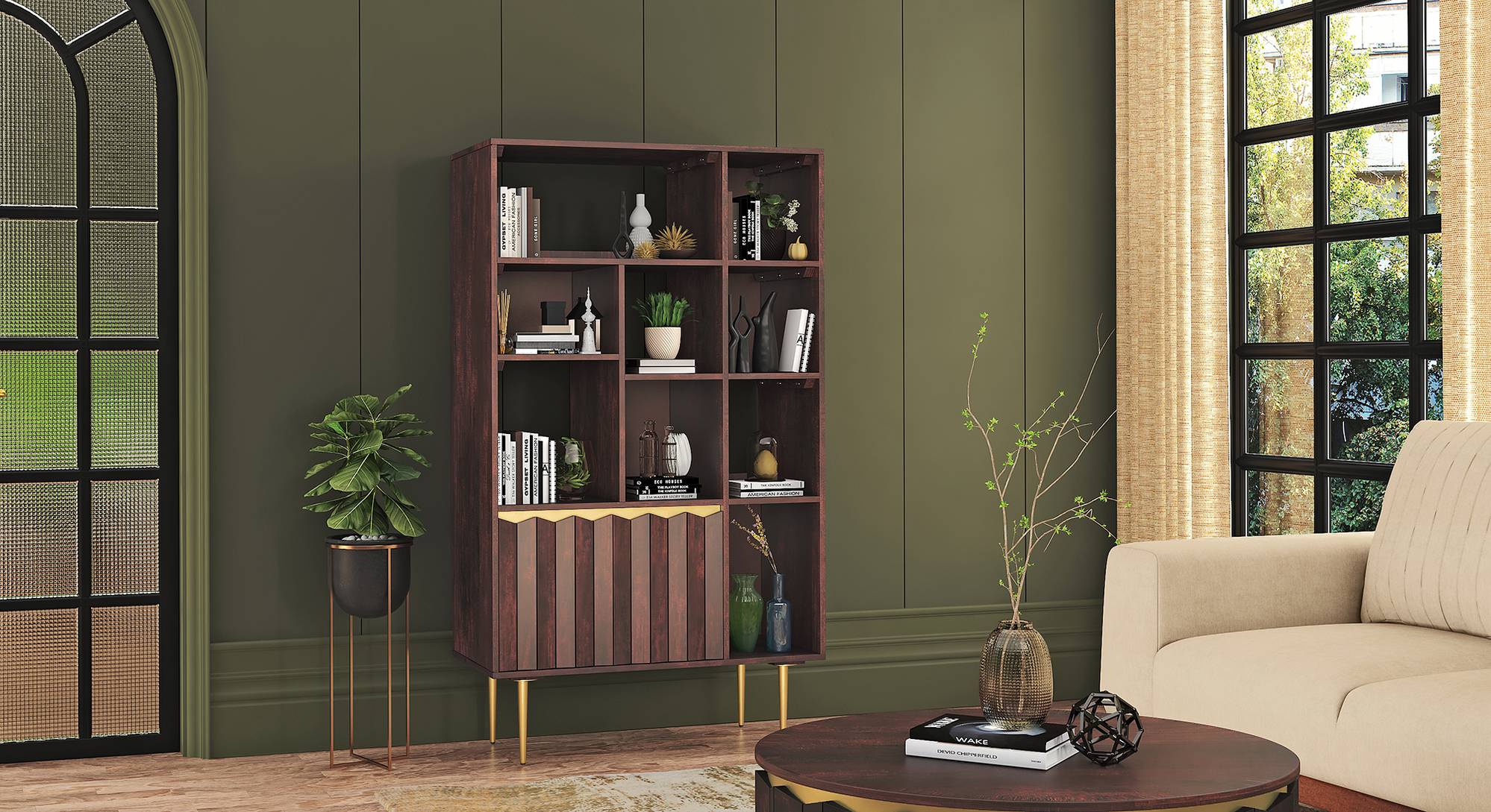 Keoni Solid Wood Bookshelf in Claret Mahogany Finish - Urban Ladder