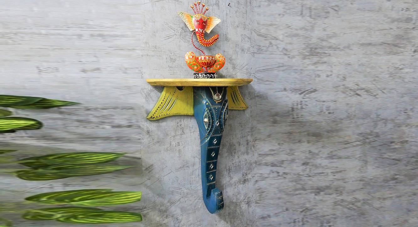 Jason Multicolor Solid Wood Wall Shelf - Urban Ladder