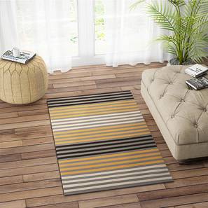 Yellow Geometric Hand Woven Cotton Dhurrie - Urban Ladder