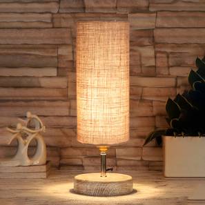 Heize Beige Jute table lamp with White Brushed wood base - Urban Ladder