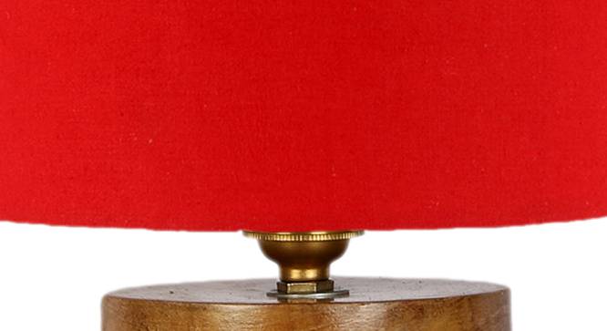 Cordelia Red Cotton Table Lamp With Natural Wood Base - Urban Ladder