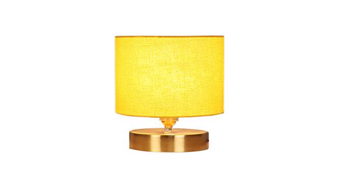 Loki Yellow cotton table lamp with Gold wood base - Urban Ladder