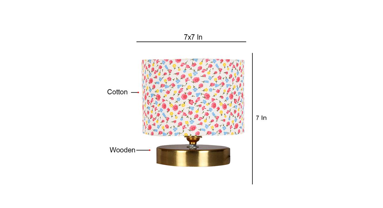 Anthony Multicolor Cotton Table Lamp With Gold Wood Base - Urban Ladder