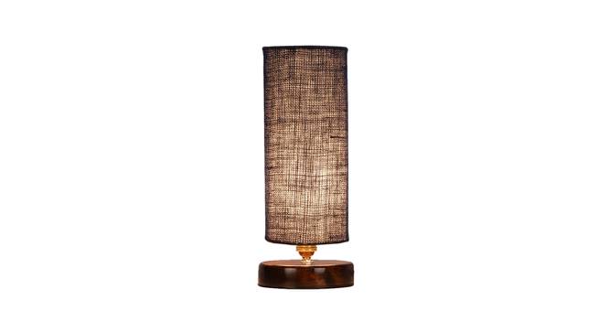Spencer Blue Jute Table Lamp With Brown Wood Base - Urban Ladder
