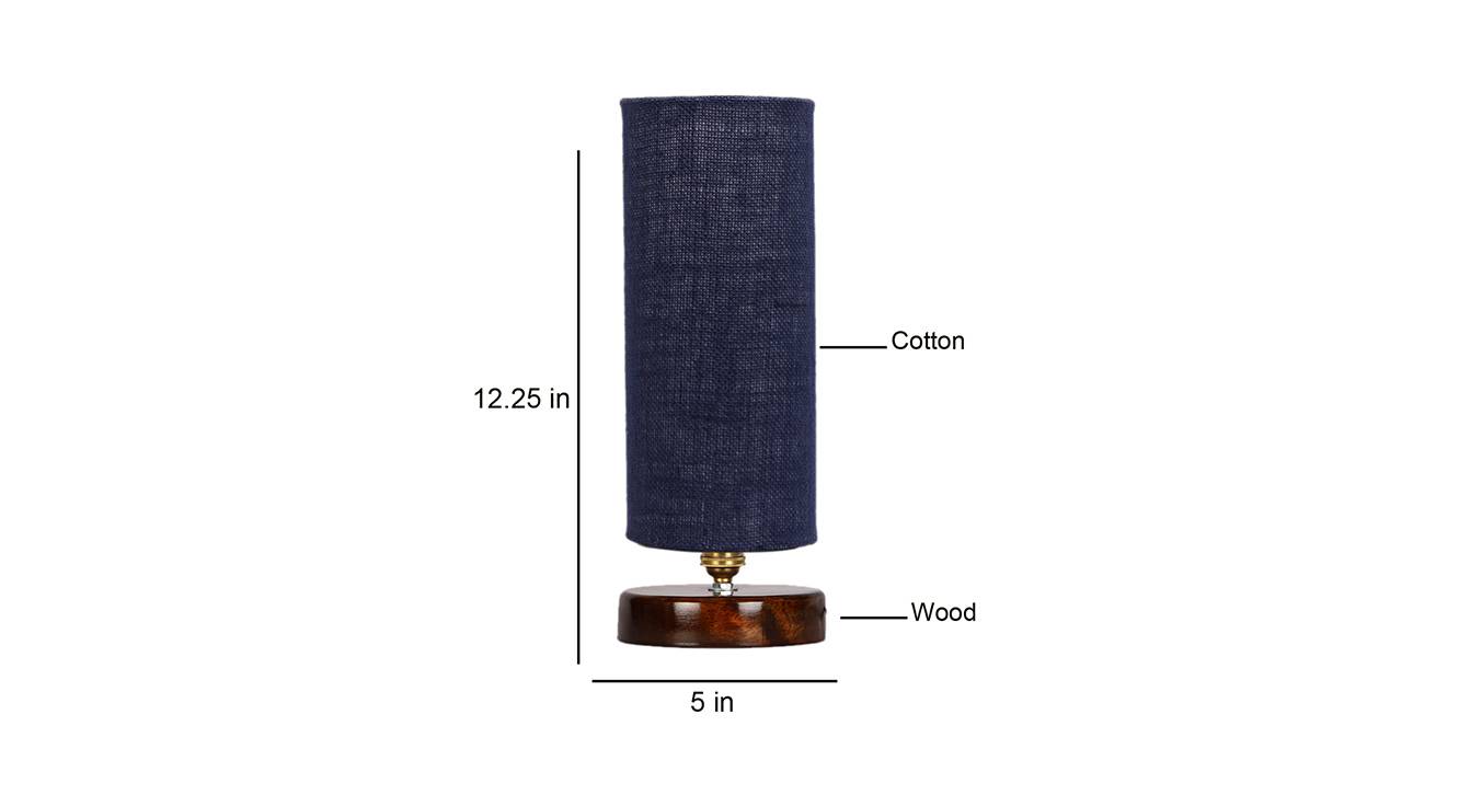 Spencer Blue Jute Table Lamp With Brown Wood Base - Urban Ladder