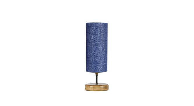Ryleigh Wood Table lamp with Blue Jute Shade - Urban Ladder