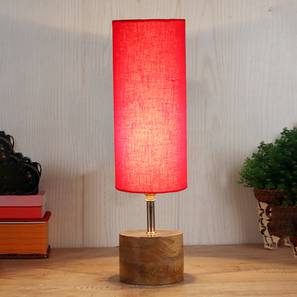 Millie Red cotton & solid wood table lamp - Urban Ladder