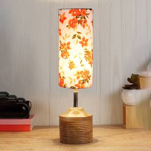 Daisy Wood Table Lamp With Multicolor Cotton Shade - Urban Ladder