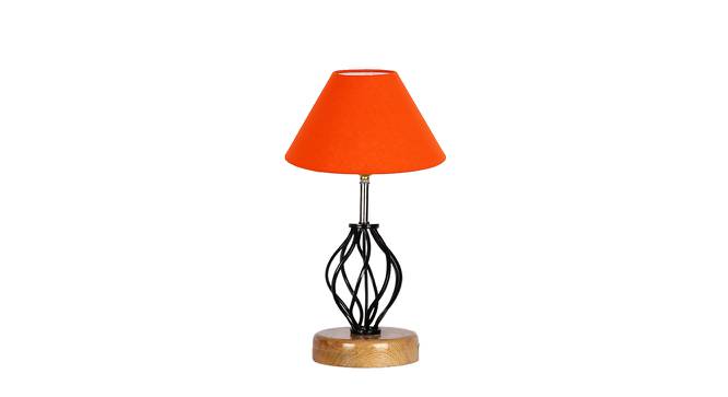 Angela Orange Cotton Table Lamp With Wood & Iron Base - Urban Ladder