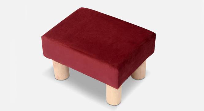 Frin Solid Wood Foot Stool In Velvet Maroon Colour - Urban Ladder