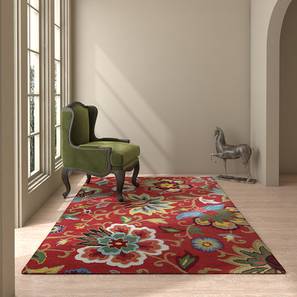Velvet Red Floral Wool Carpet 9 X 12 Feet - Urban Ladder