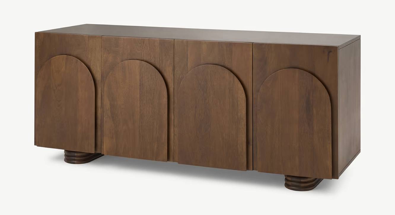 Ribbed Solid Wood Sideboard in Brown Walnut Finish - Urban Ladder