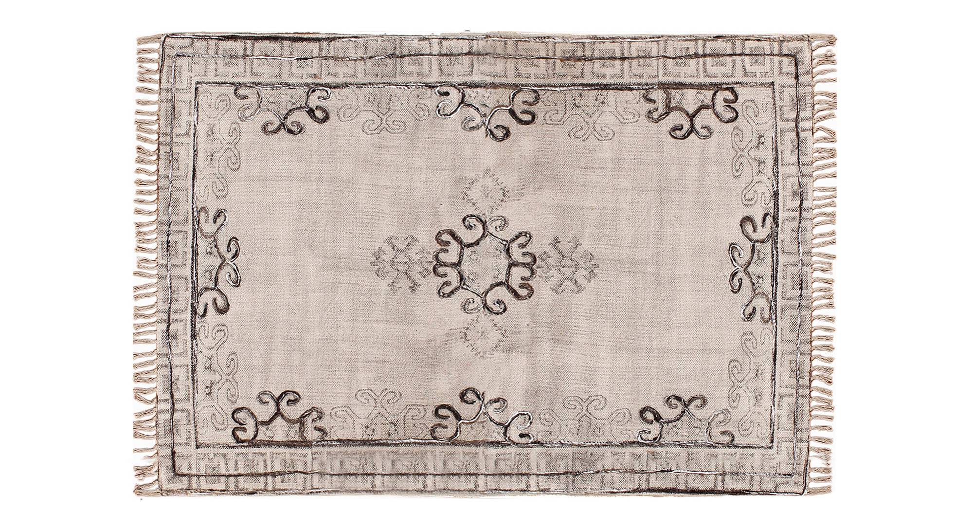 Beige Floral Woven Cotton Dhurrie - Urban Ladder