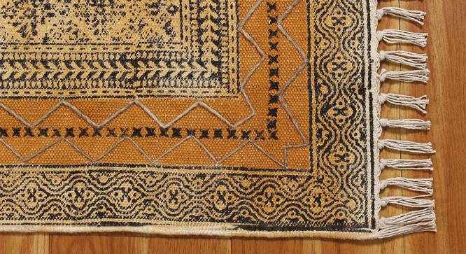 Yellow Geometric Woven Cotton Dhurrie - Urban Ladder